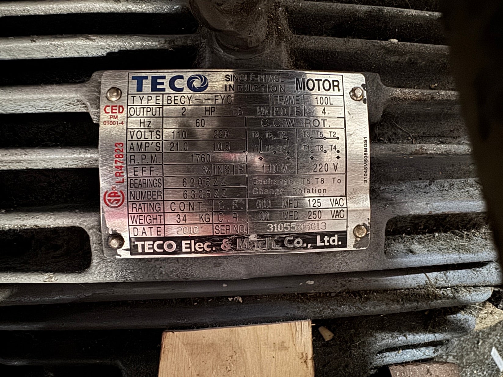 TECO INDUCTION MOTOR SINGLE PHASE – Lynx Industrial Trading Corporation