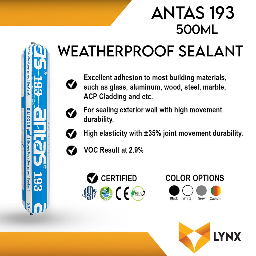 Antas 193 Weatherproof Silicone Sealant 500ml Sausage – Lynx Industrial ...