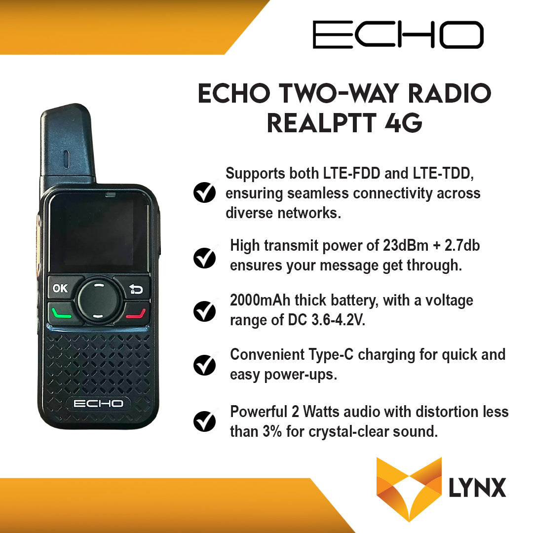 ECHO E10 Two-Way Radio REALPTT (Push-to-Talk) 4G – Lynx Industrial ...