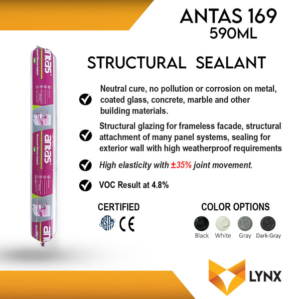 Antas 169 Structural Silicone Sealant 590ml Sausage – Lynx Industrial ...