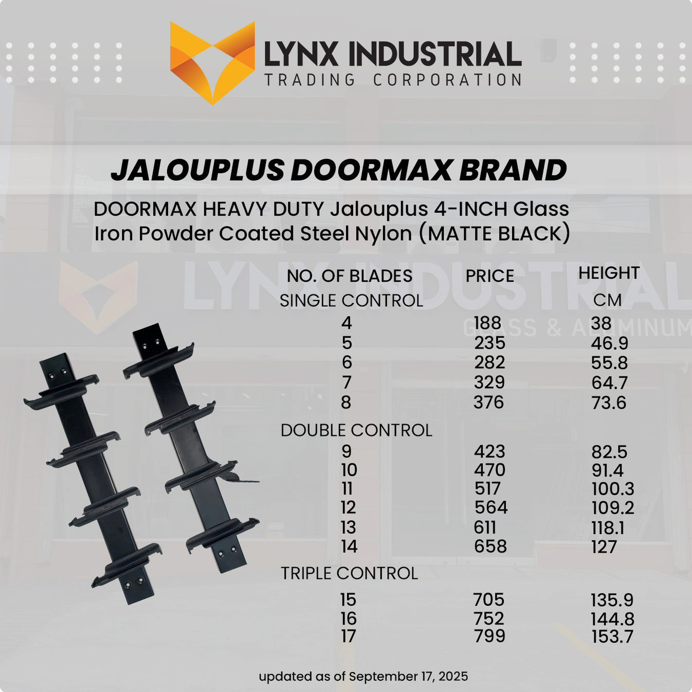 DOORMAX HEAVY DUTY Jalouplus 4" Glass 1 Pair Iron Powder Coated Steel ...